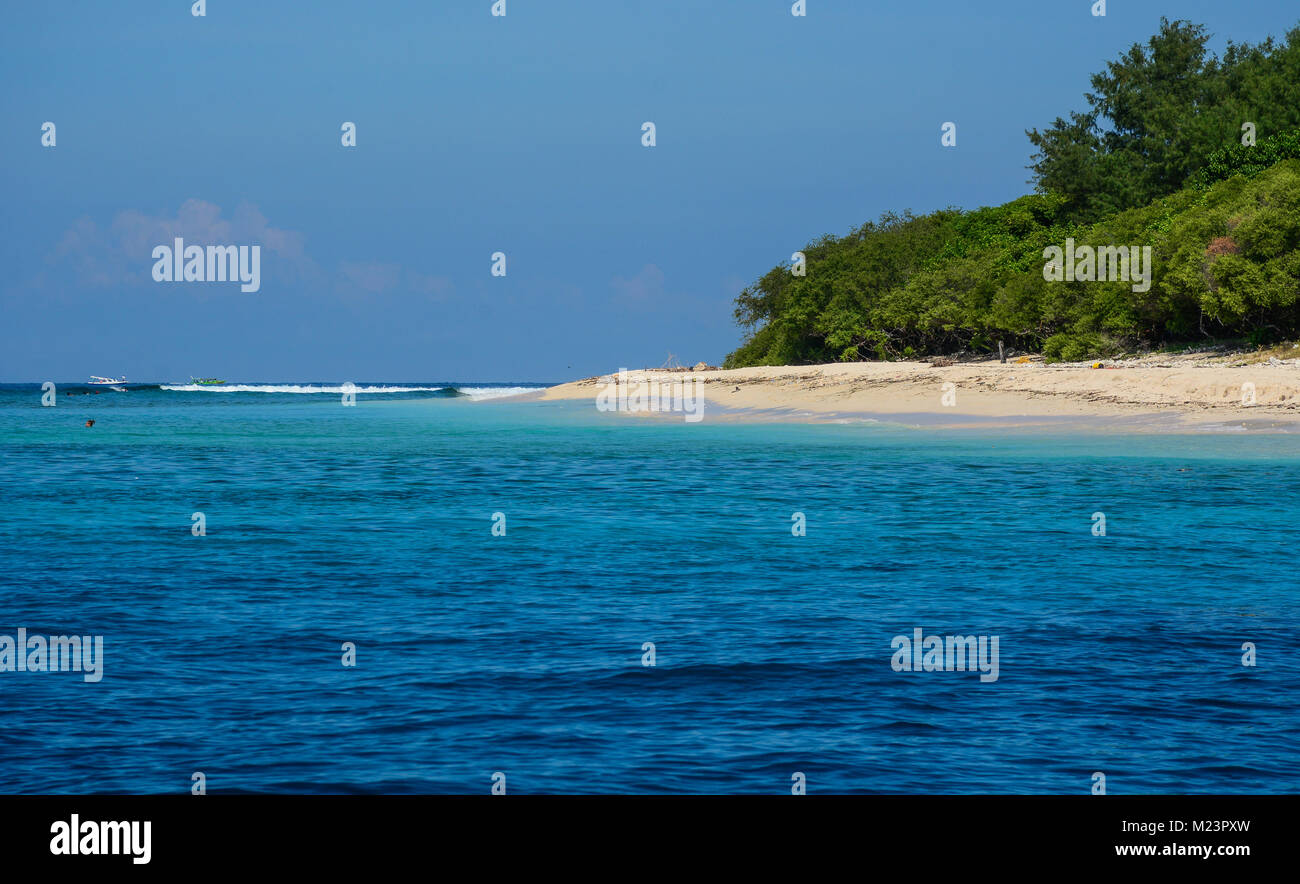 White beach with blue sea at summer in Lombok Island, Indonesia Stock ...