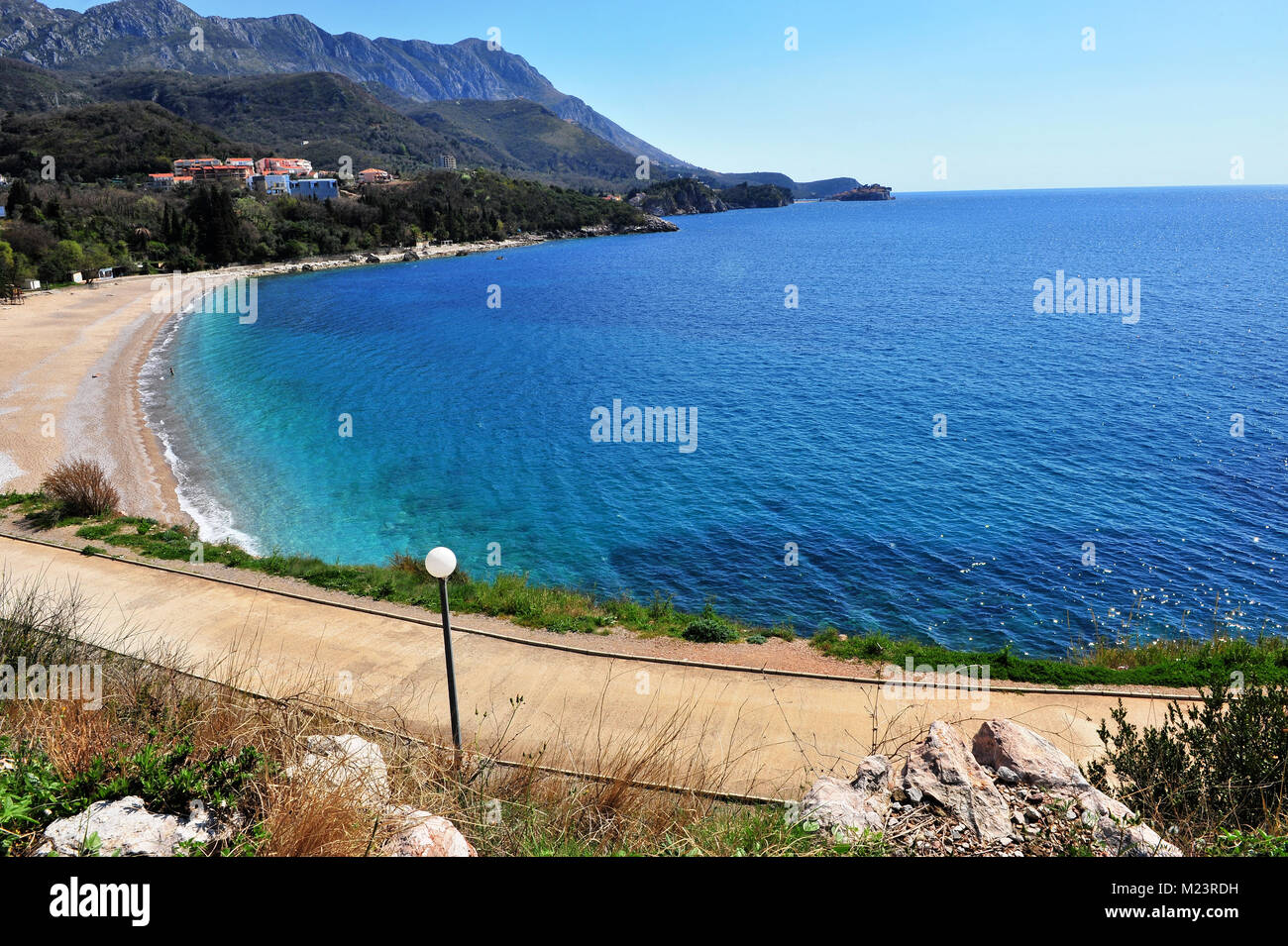 Amazing beach of Becici resort, Montenegro Stock Photo - Alamy