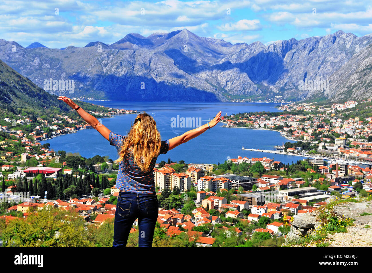 Beautiful woman travelling in Balkans, Montenegro Stock Photo - Alamy