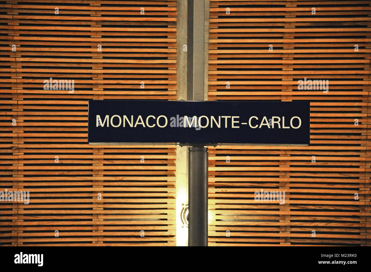 Monaco and Monte-Carlo sign on the train station Stock Photo - Alamy