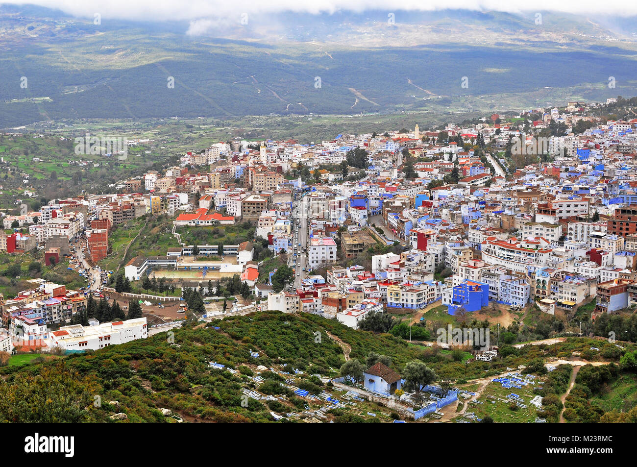 Panorama of Chefchaouen town, Morocco Stock Photo - Alamy
