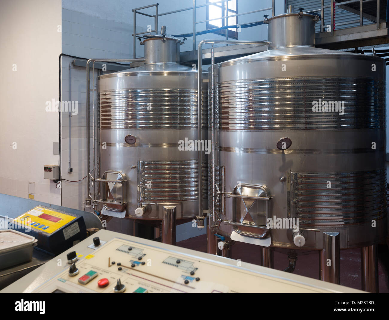 Future wine processing in stainless cisterns of plant Stock Photo - Alamy