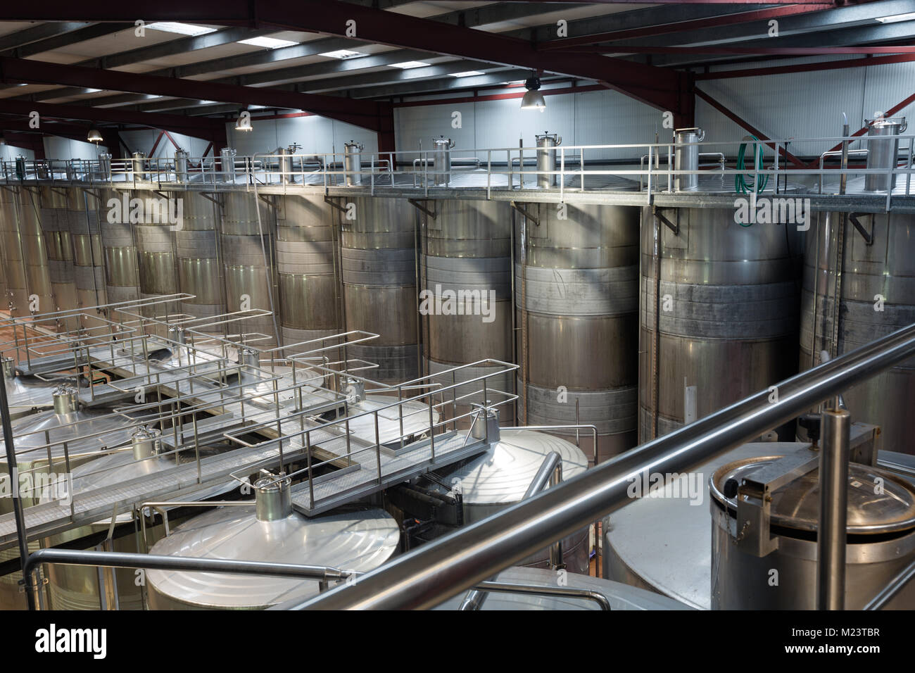 stell barrels in winemaker factory Stock Photo - Alamy