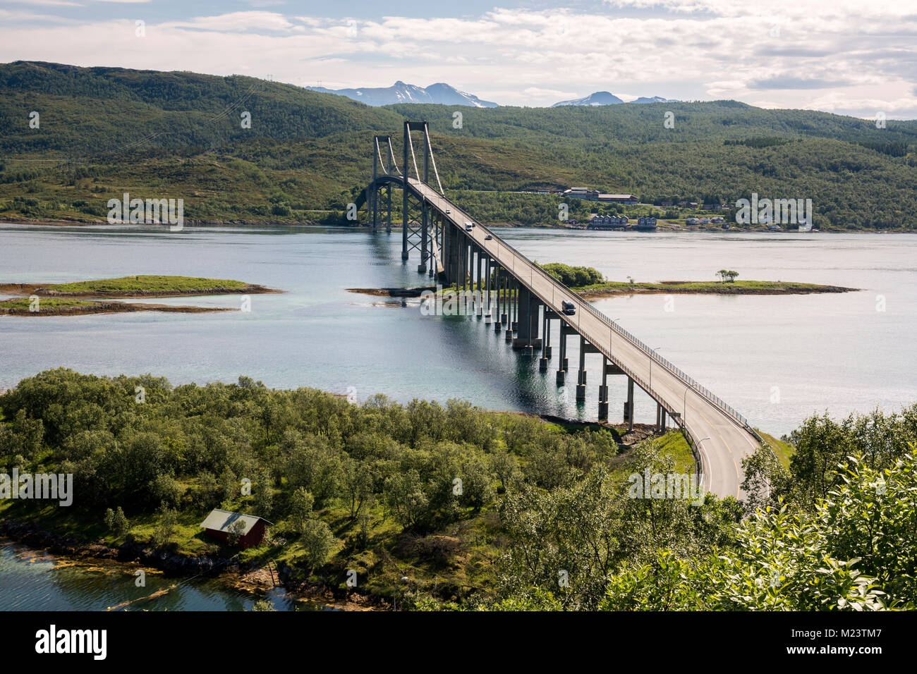 road and bridge in Gravdal to the Lofoten islands in Norway Stock Photo ...