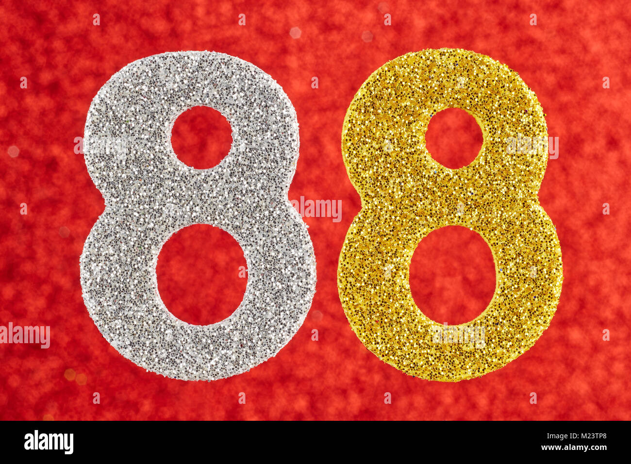 Number eighty-eight silver gold over a red background. Anniversary ...