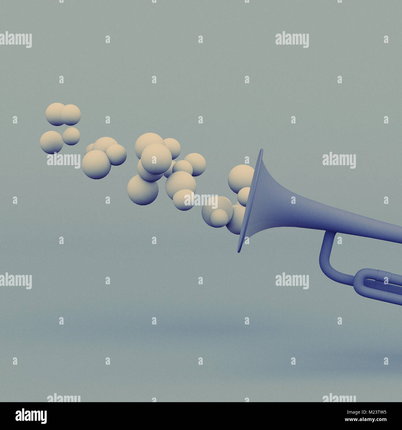 trumpet with spheres musical creative concept Stock Photo - Alamy