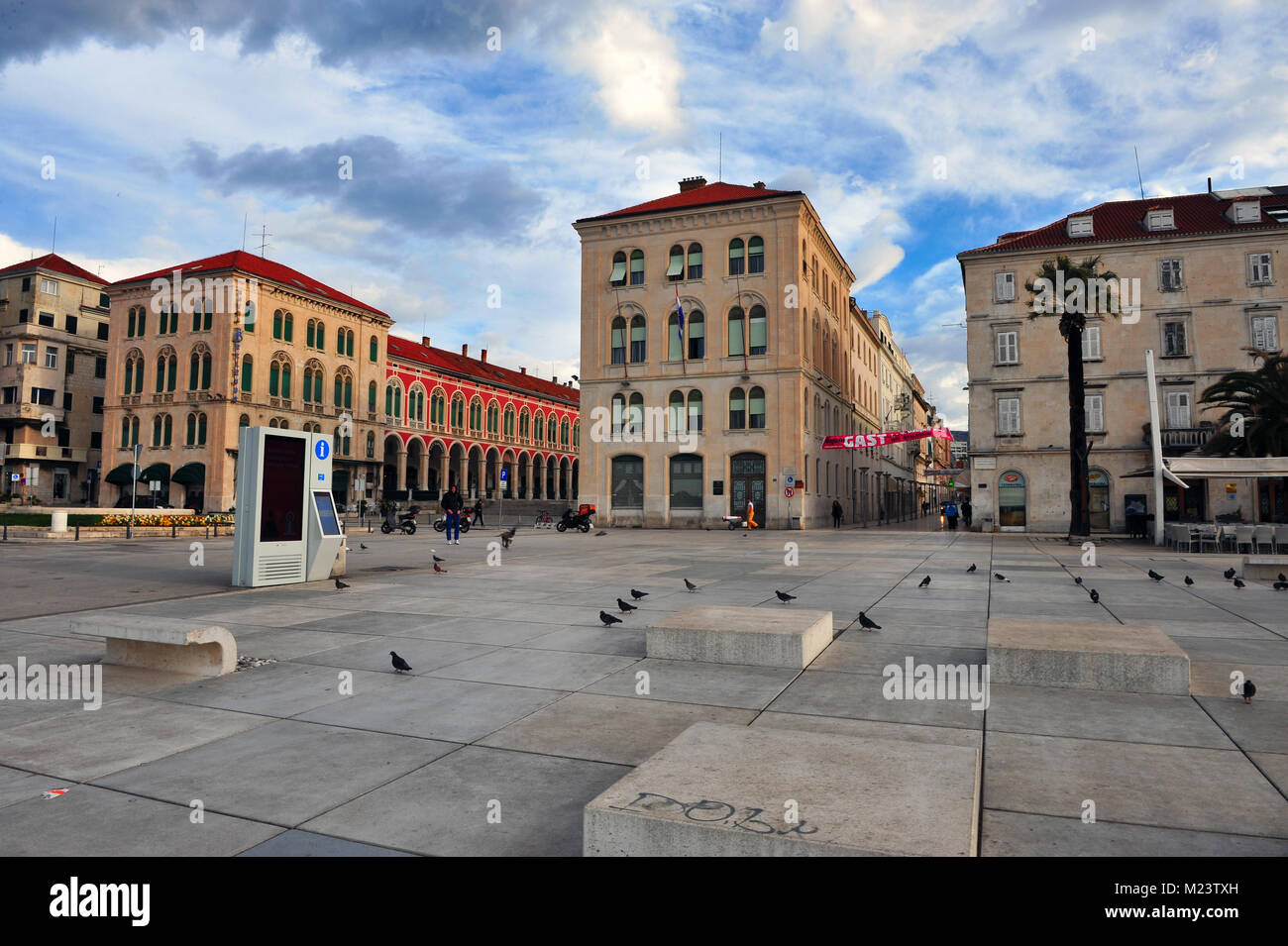 SPLIT, CROATIA - MARCH 8: View of hte street in city center of Split ...