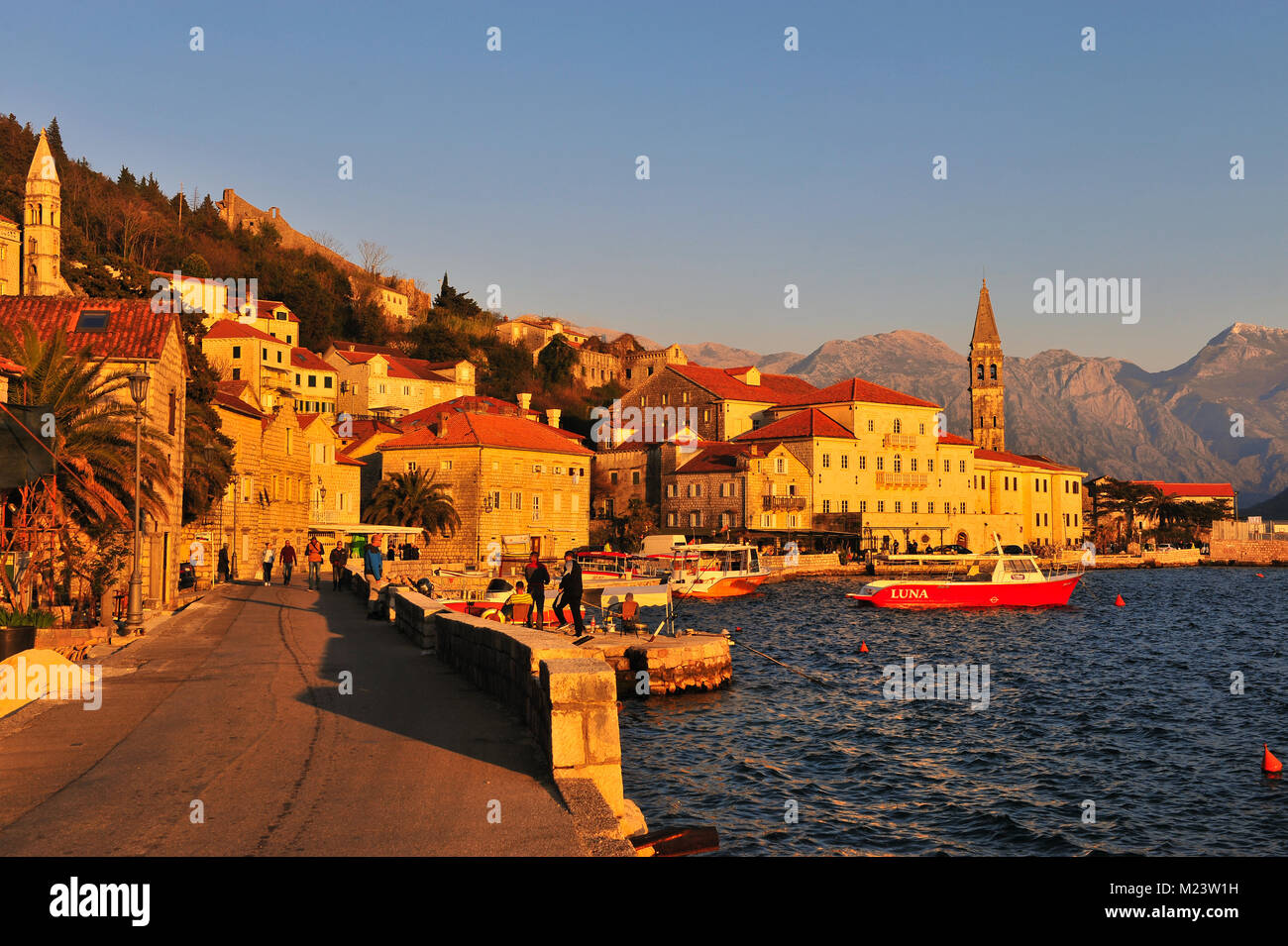 Sunset view perast town hi-res stock photography and images - Alamy