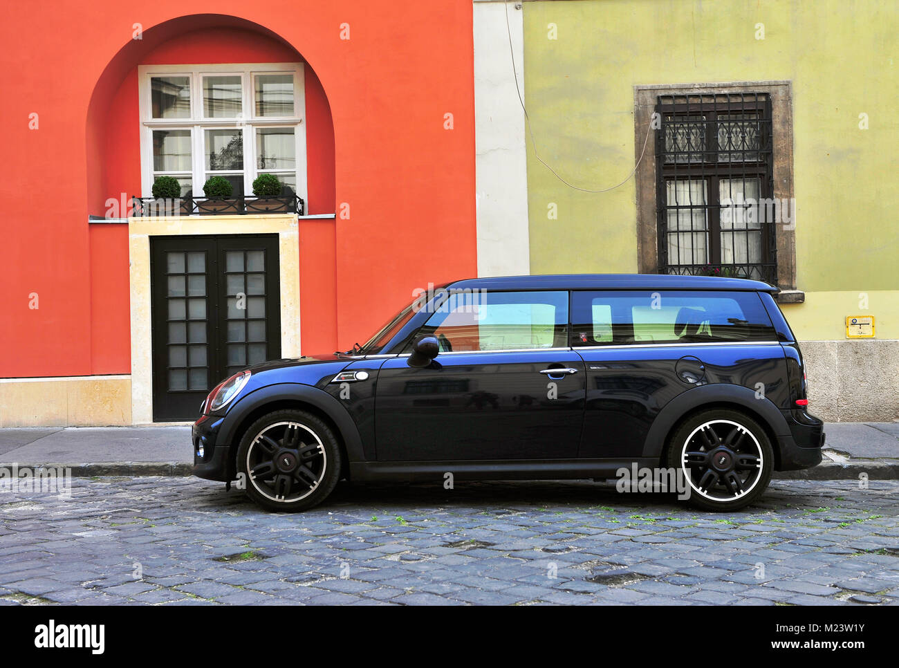 BUDAPEST, HUNGARY - JUNE 4: Mini cooper in the street of Budapest on ...