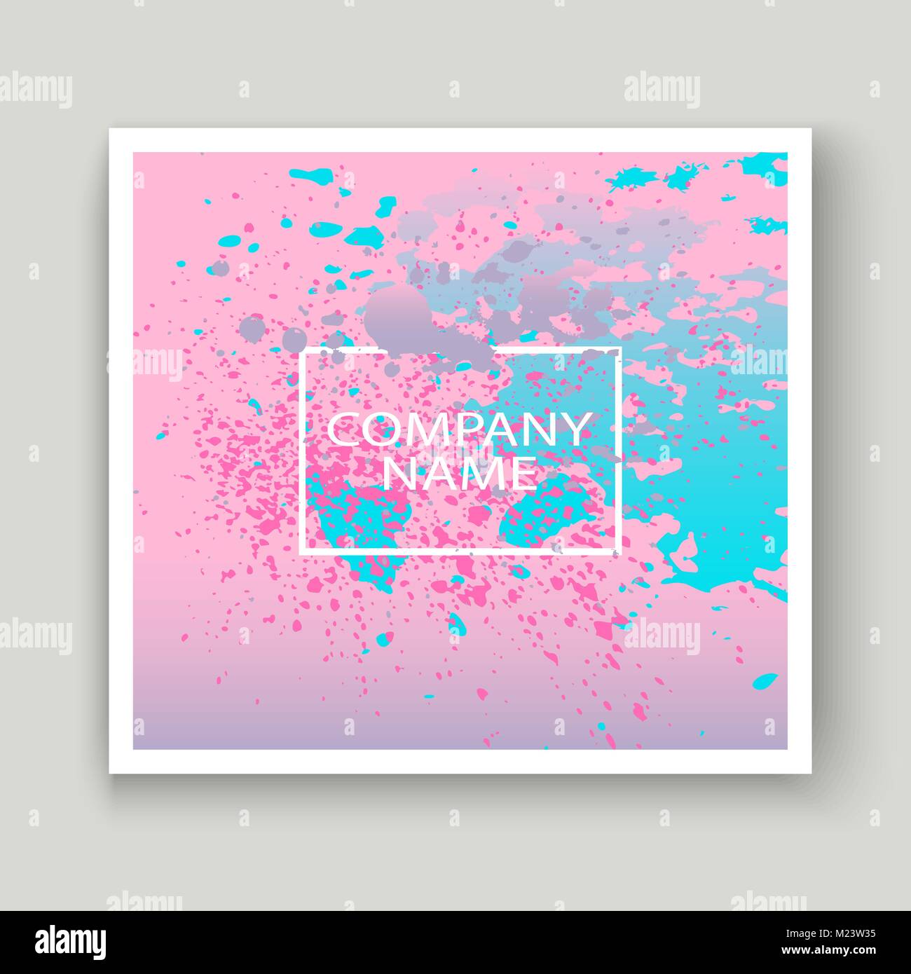 Pastel pink cyan explosion paint splatter artistic cover design. Fluid ...
