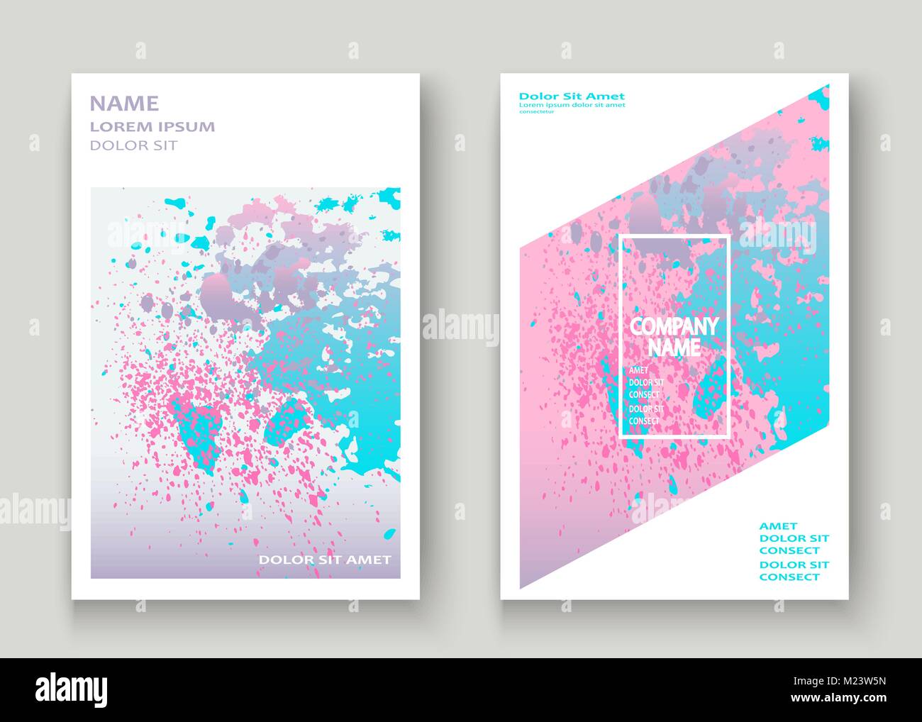 Pastel pink cyan explosion paint splatter artistic cover design. Fluid ...
