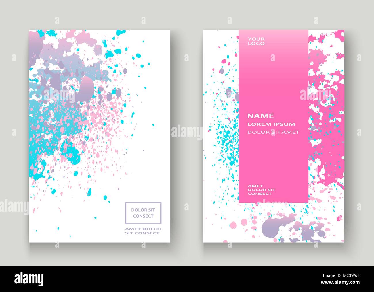 Pastel pink cyan explosion paint splatter artistic cover design. Fluid ...