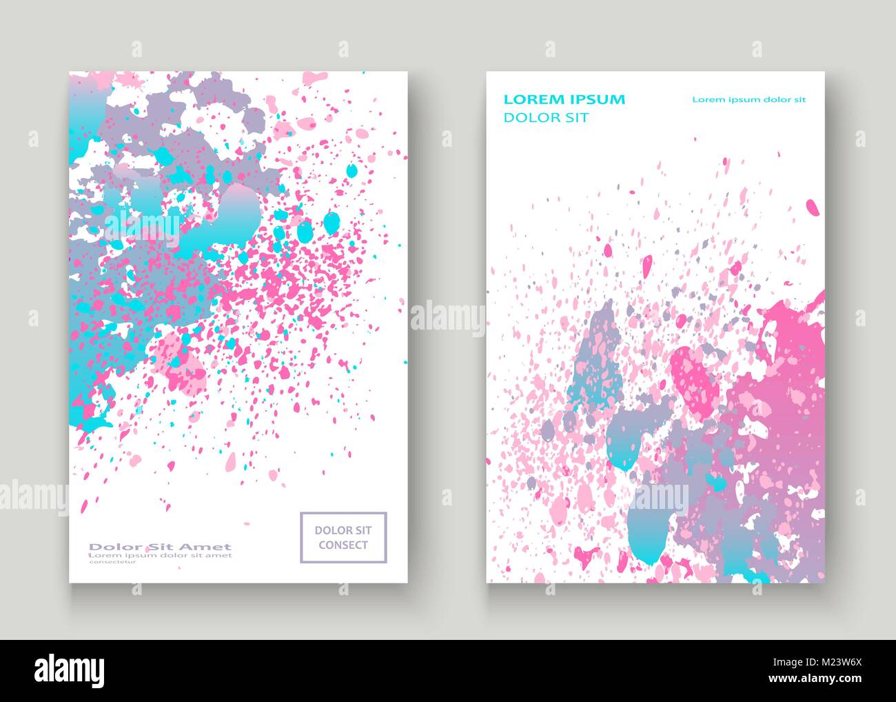 Pastel pink cyan explosion paint splatter artistic cover design. Fluid ...