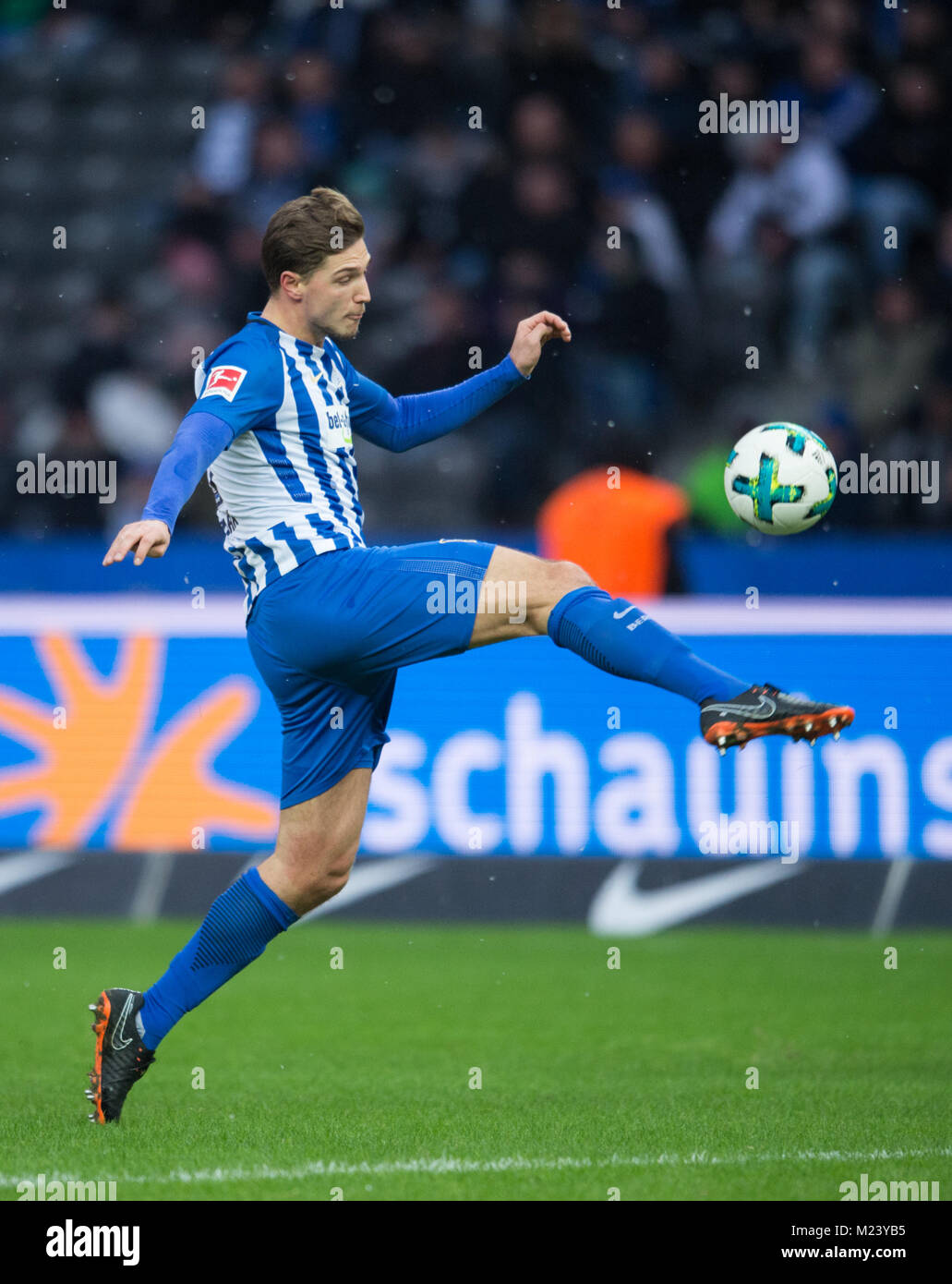 Berlin, Germany. 3rd Feb, 2018. Berlin's Niklas Stark in action during ...