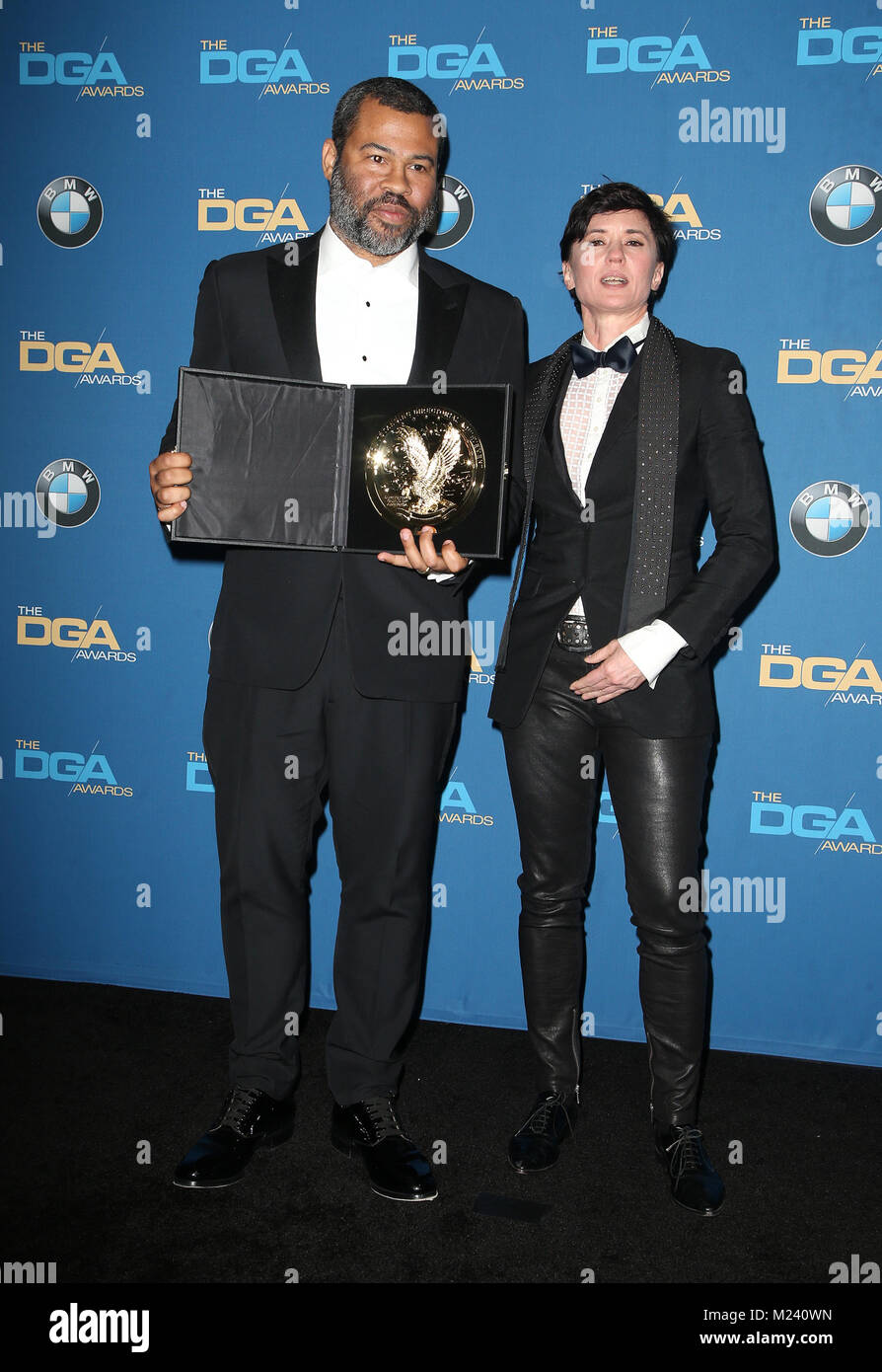 Beverly Hills, Ca. 3rd Feb, 2018. Jordan Peele and Kimberly Peirce in ...