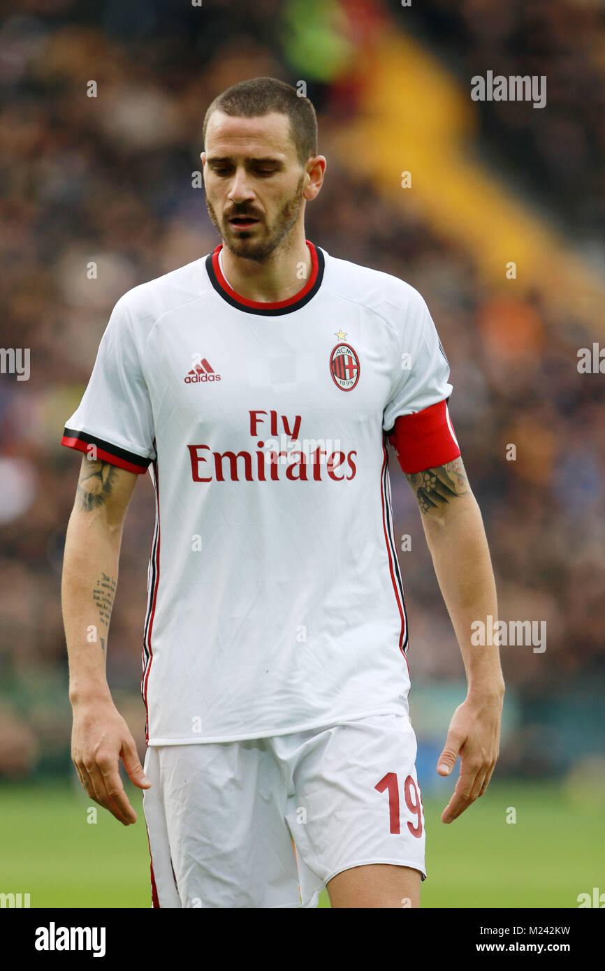 ITALY, Udine: Milan's defender Leonardo Bonucci looks during the Serie A football match between ...