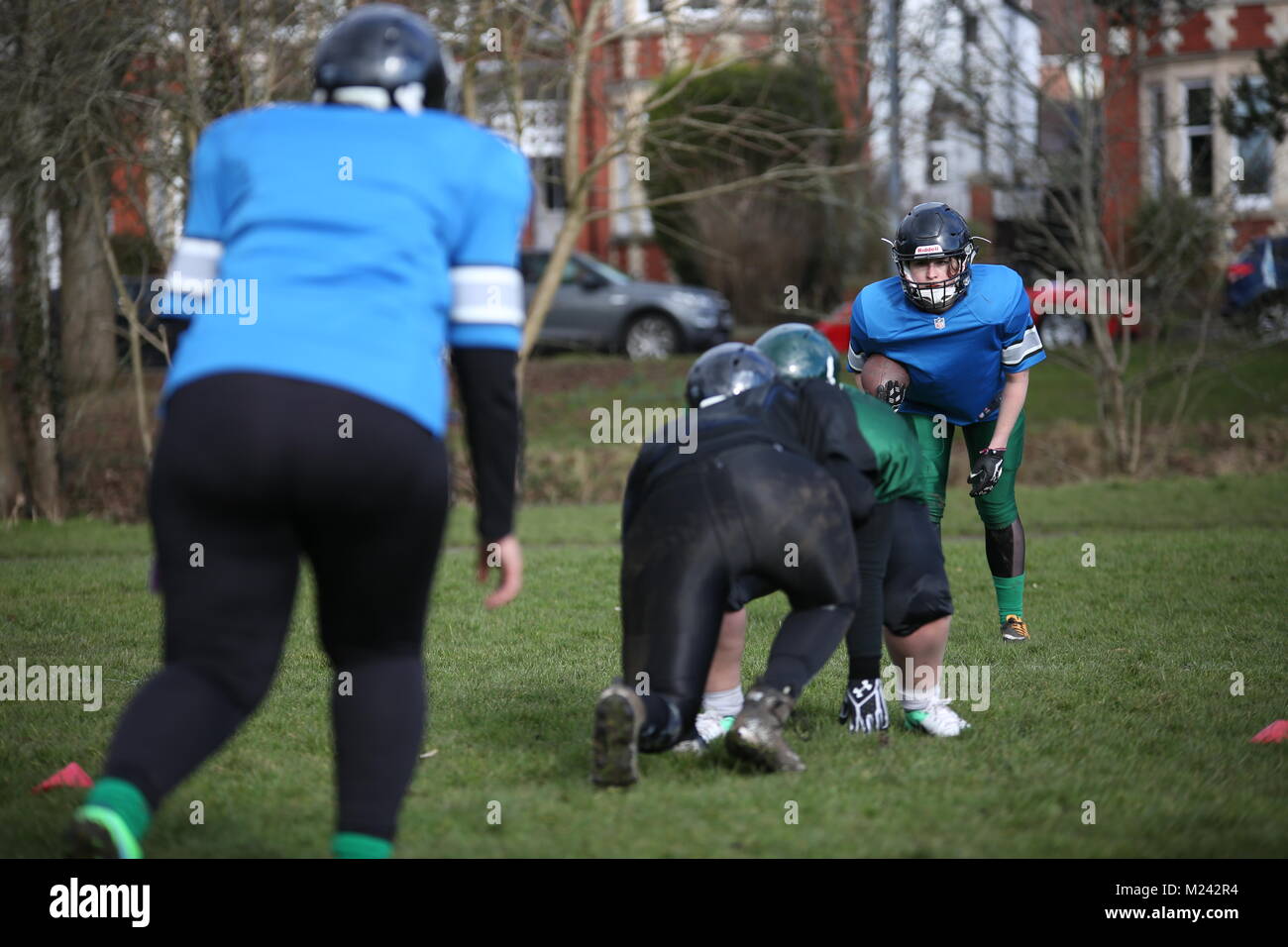 Cardiff, Wales, UK. 4th February 2018. The Cardiff Valkries, the only ...