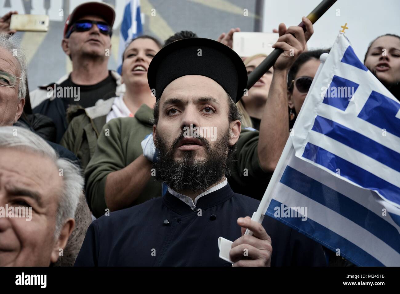 Athens, Greece. 4th Feb, 2018. An Orthodox Christian priest holds the ...