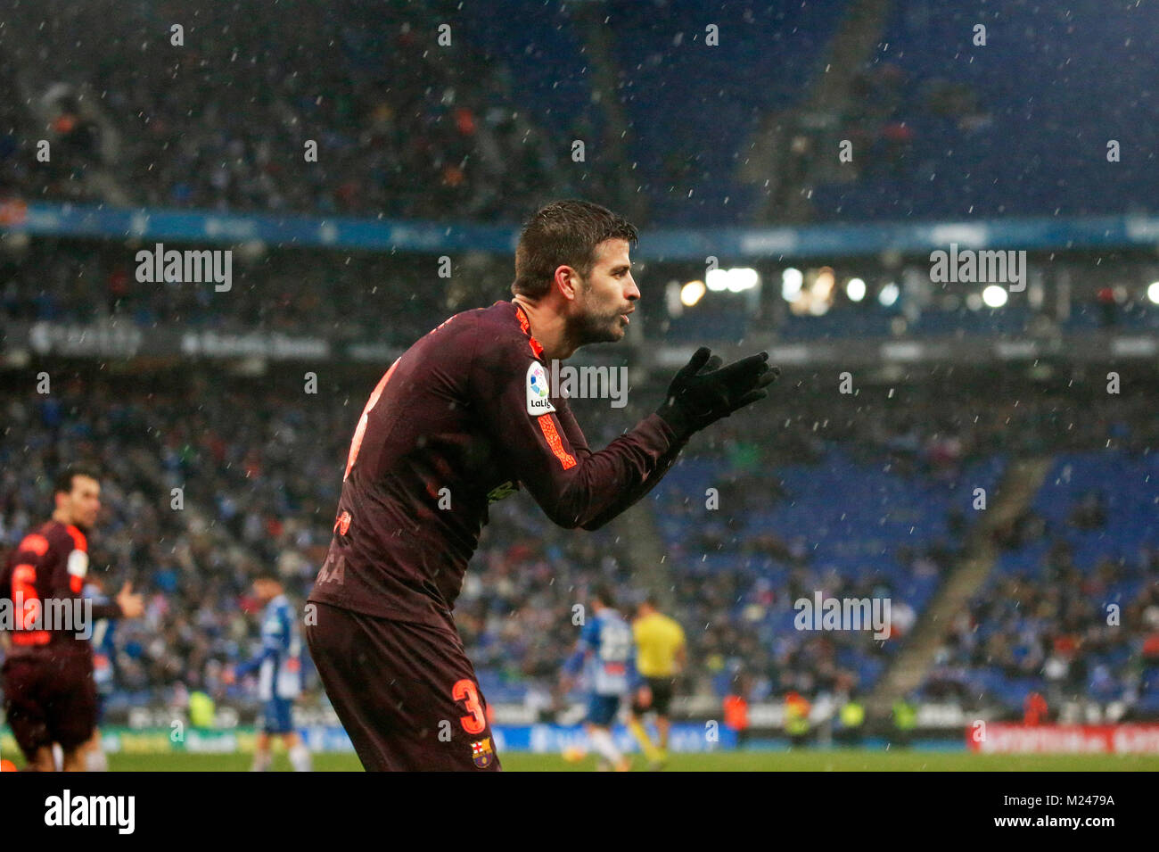 Barcelona, Spain. 01st Feb, 2018. Gerard Pique goal celebration during ...