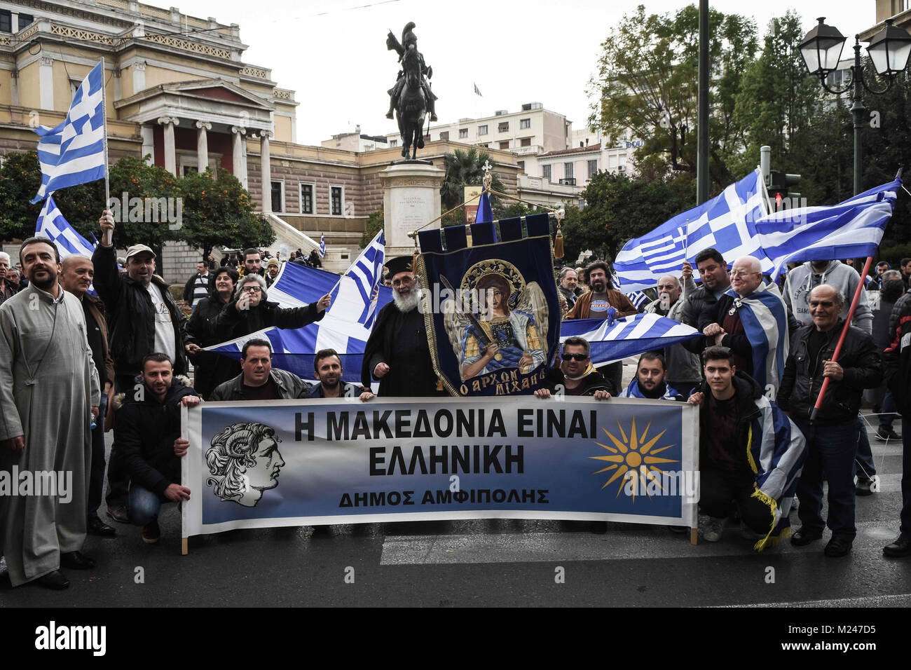 Athens, Greece. 4th Feb, 2018. A religious group seen at the ...