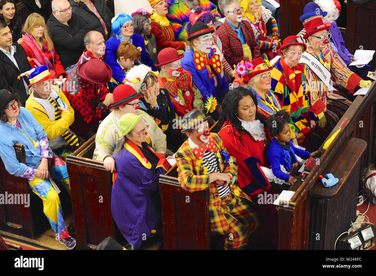 Clowns listening to the service during the 72nd Annual Grimaldi Clown ...
