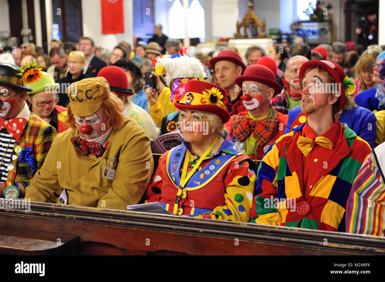 Clowns listening to the service during the 72nd Annual Grimaldi Clown ...
