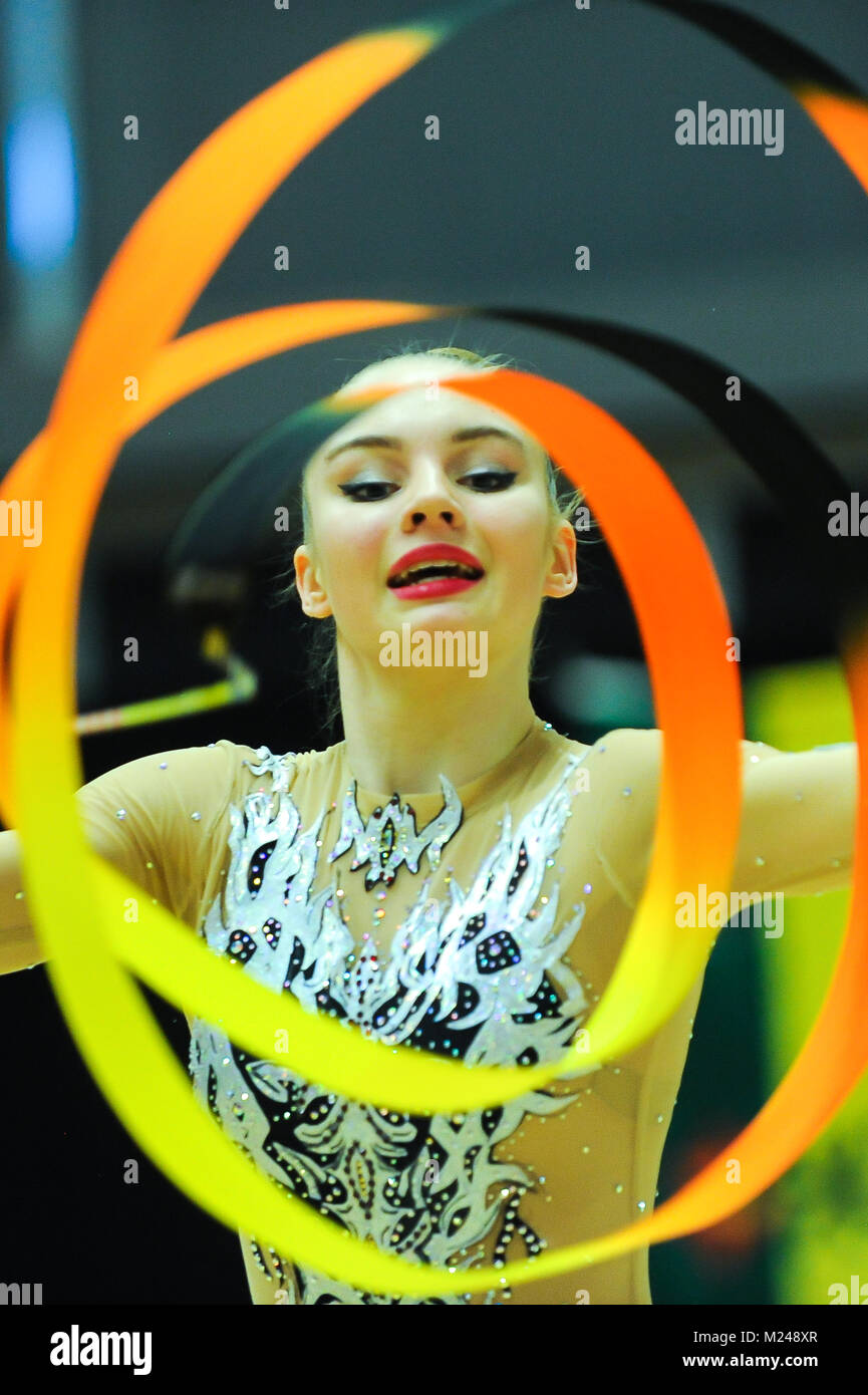 Markham, Canada. 3rd Feb, 2018. Myinia Kaitlyn competes in Senior ...