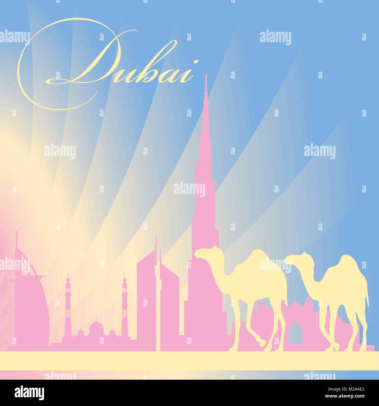 Dubai city skyline silhouette background, vector illustration Stock ...