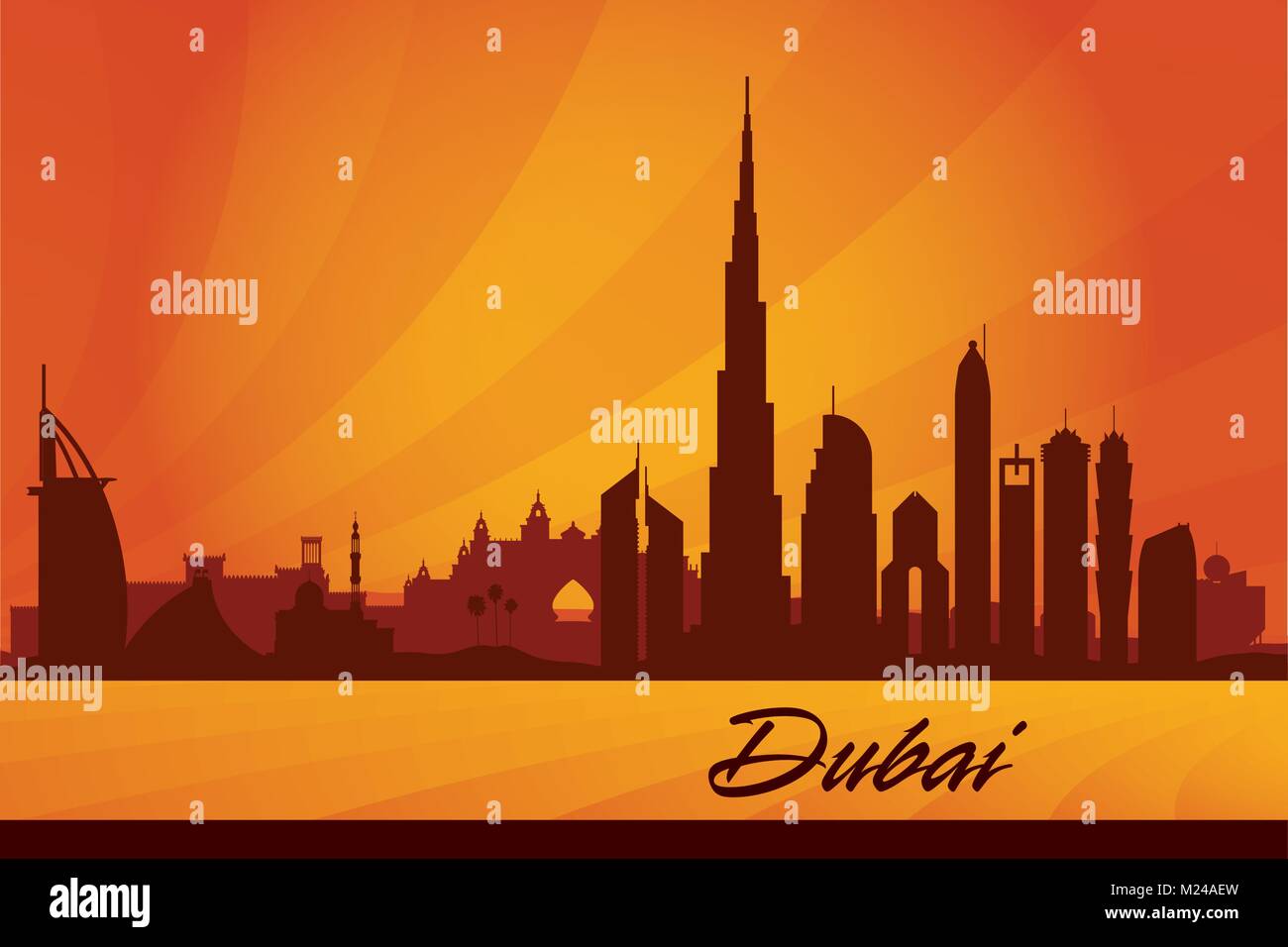 Dubai city skyline silhouette background, vector illustration Stock ...