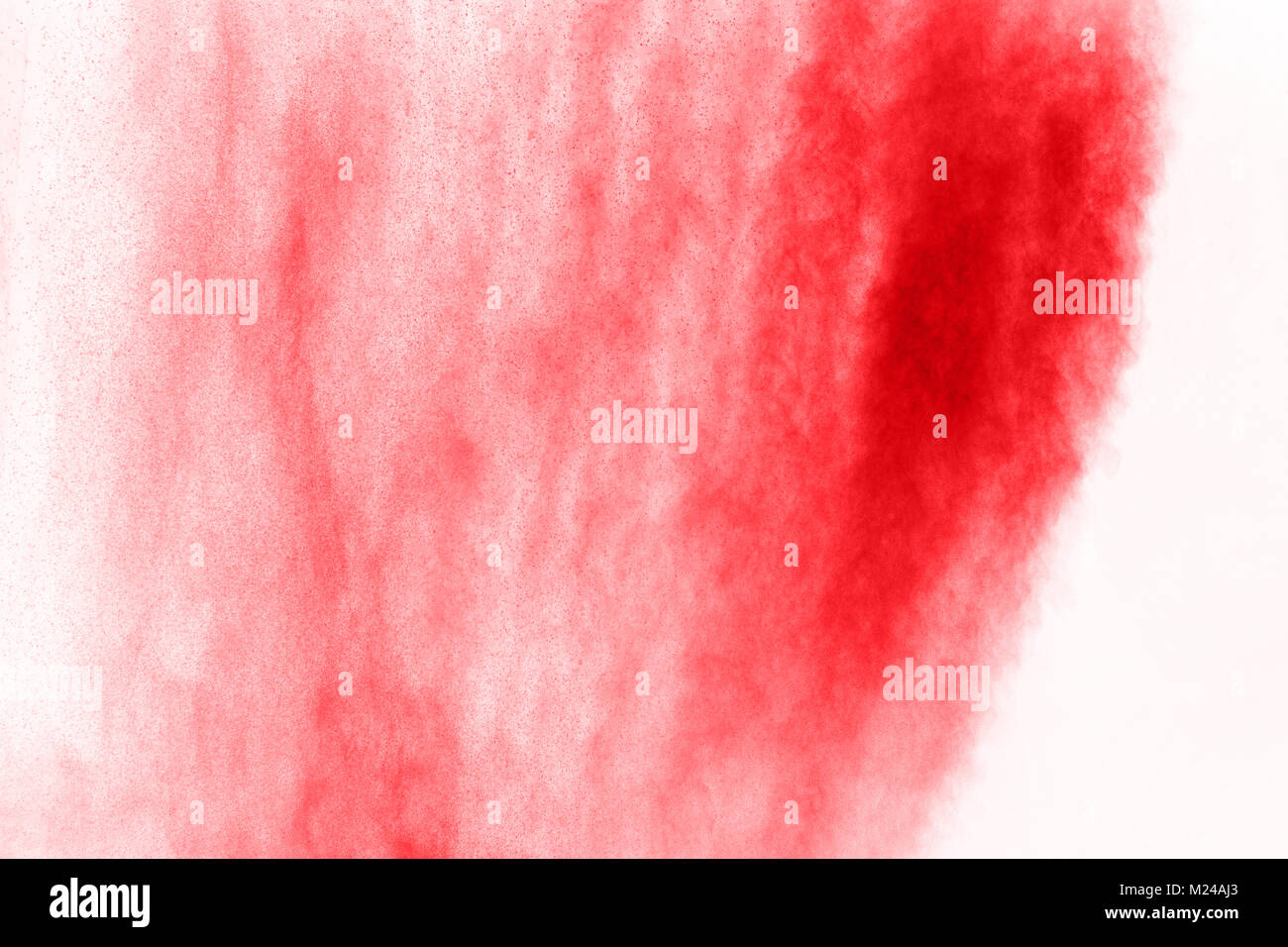 abstract red dust splattered on white background. Red powder explosion ...