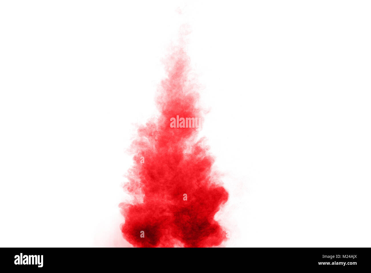 abstract red dust splattered on white background. Red powder explosion ...