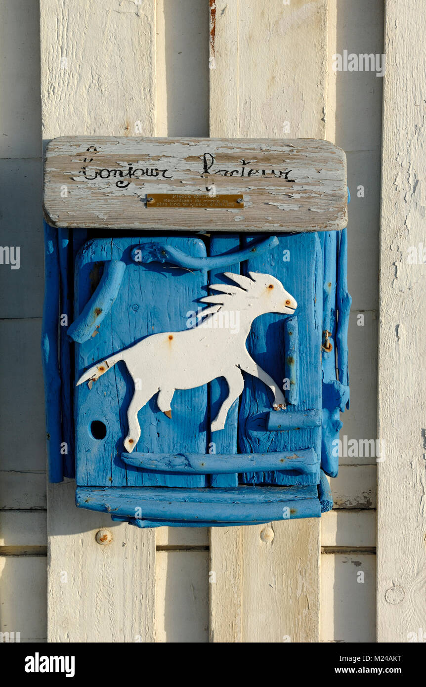 Unusual Handmade Painted Post Box or Mail Box with Carved Wooden White ...