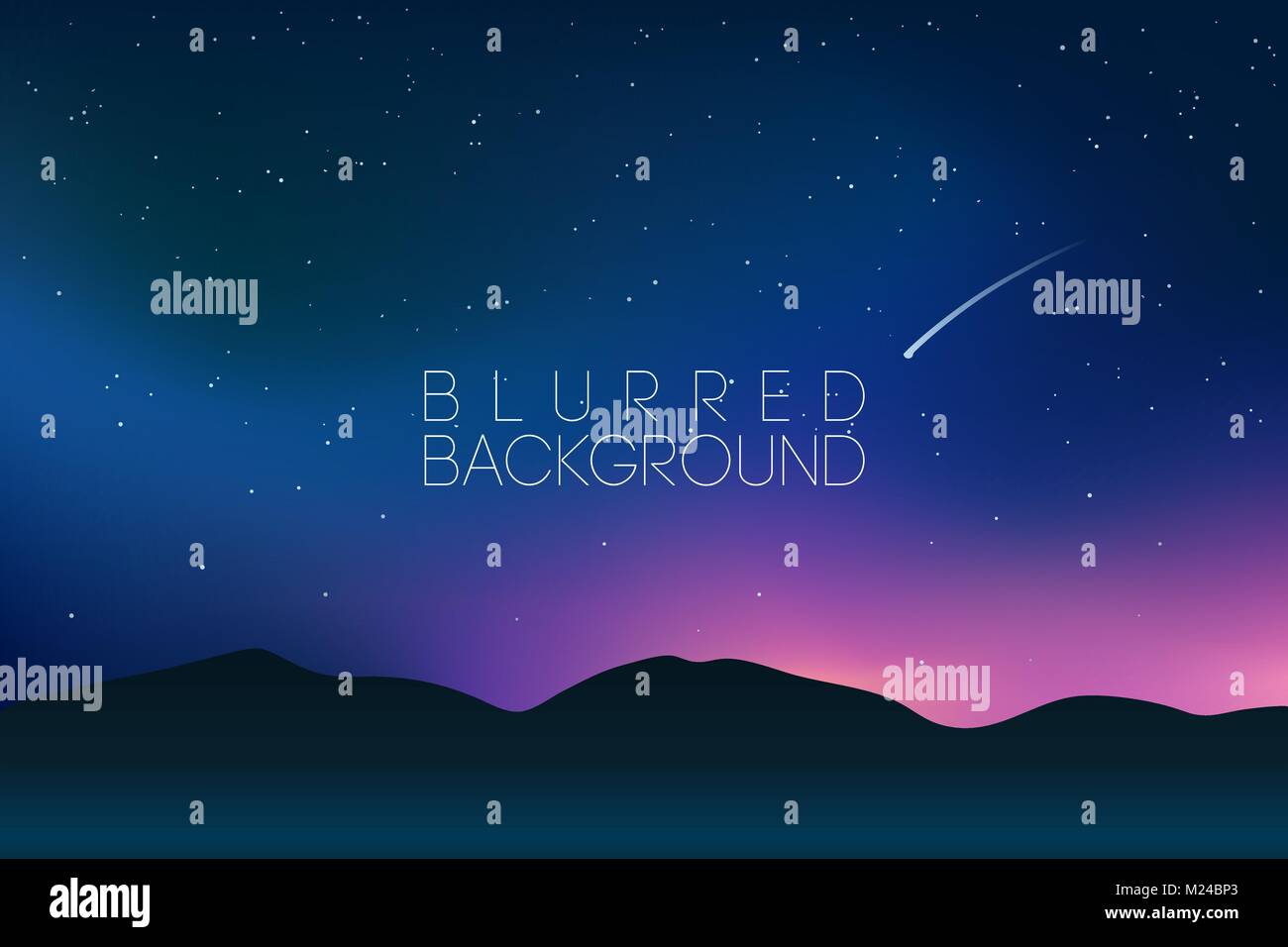 horizontal wide blurred mountain night stars sky background - night ...