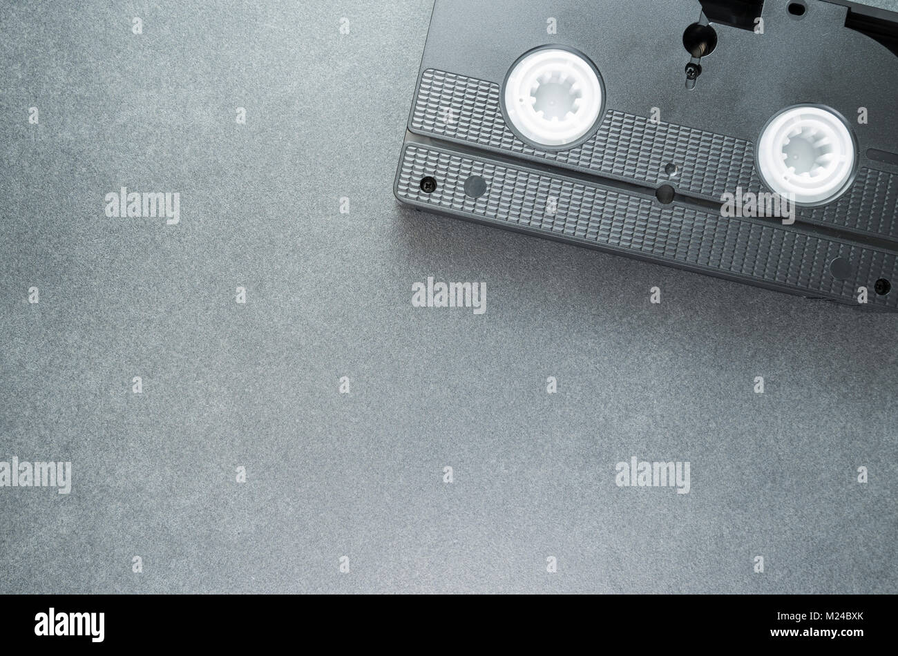 VHS compact magnetic tape analog recording cassette - directly above ...