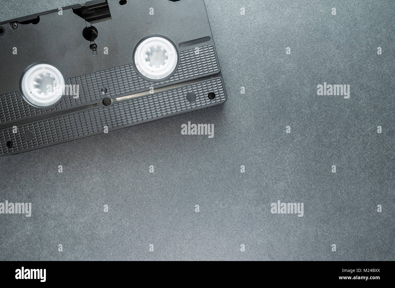 VHS compact magnetic tape analog recording cassette - directly above ...