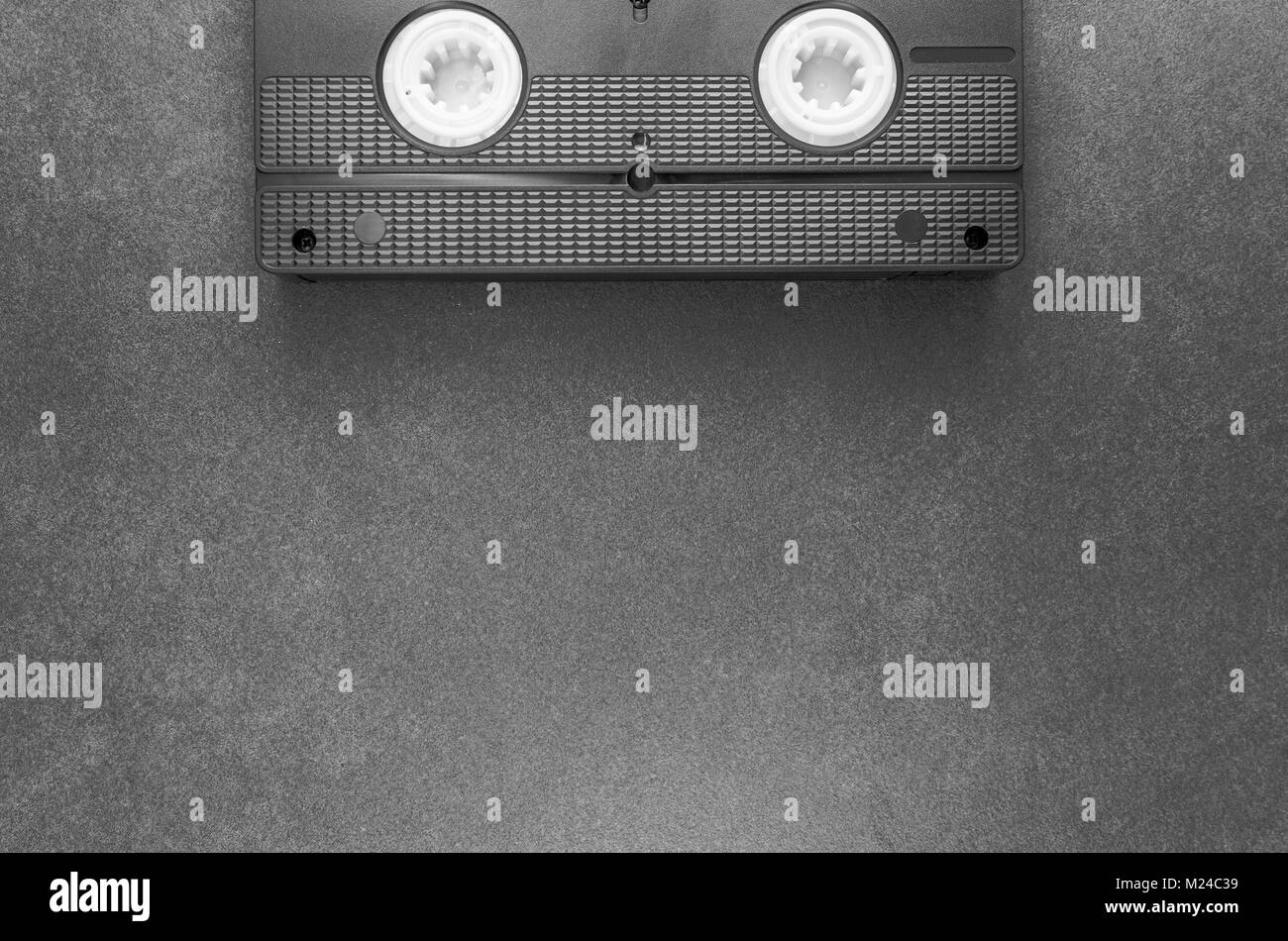 VHS compact magnetic tape analog recording cassette - directly above ...