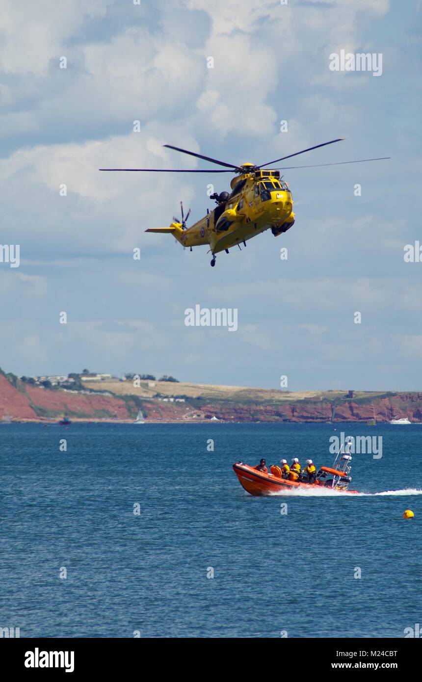 Air Sea Rescue Training Exercise with Yellow Sea King Helicopter and ...