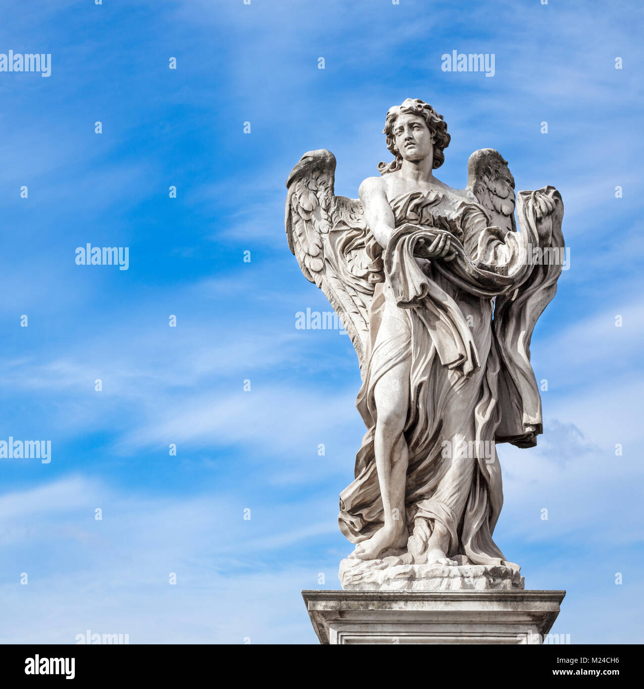 Angel statue by Bernini along Sant'Angelo bridge in Rome Stock Photo ...