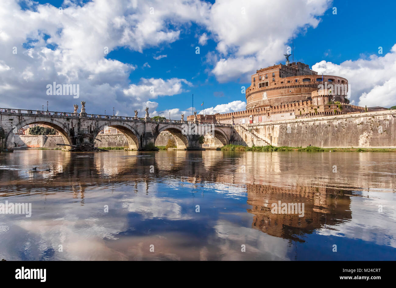 Holy Angel Castle, also known as Hadrian Mausoleum at sunset, Rome ...