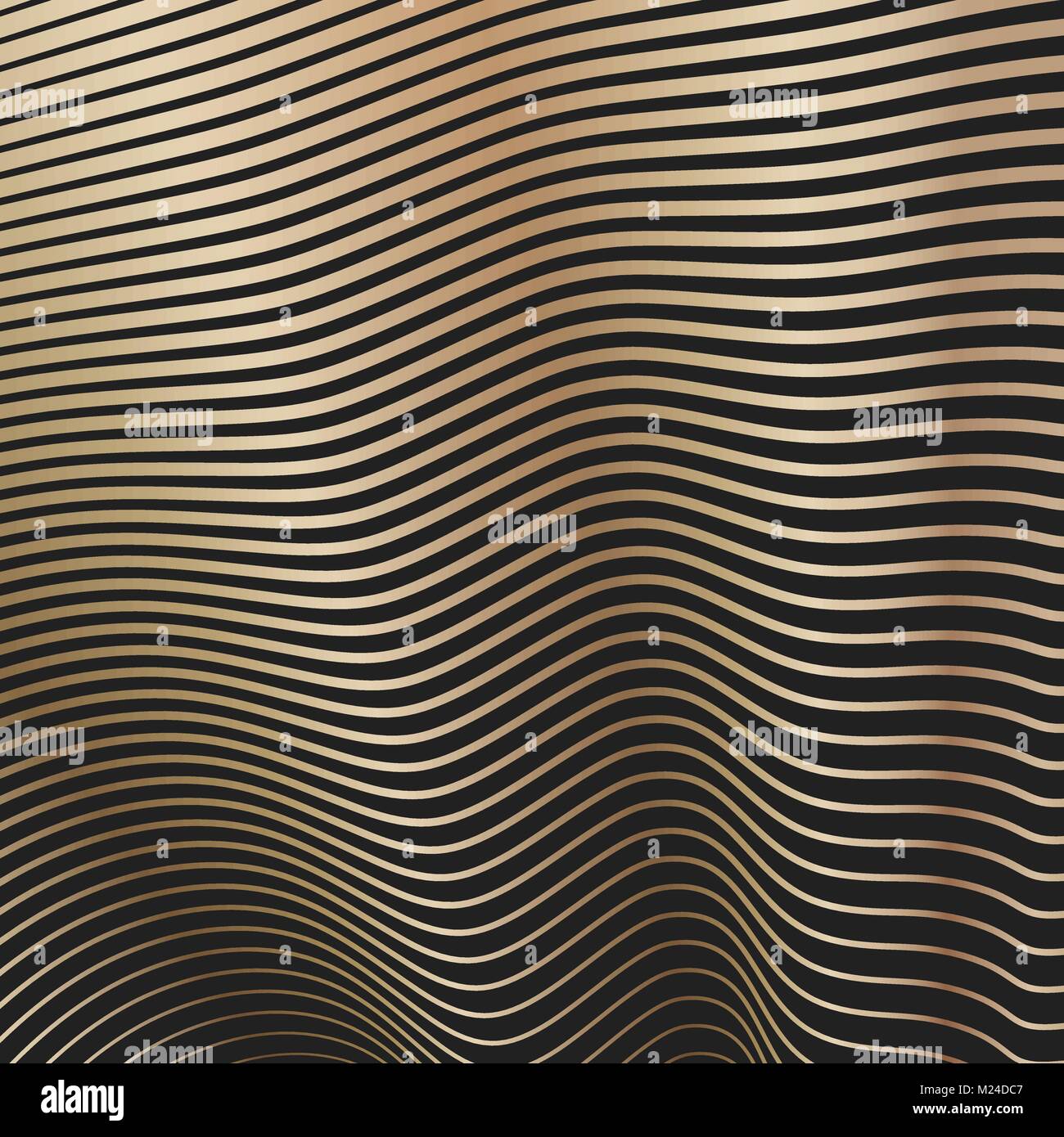 Curved wavy golden lines. Striped wallpaper. Vector graphic background ...