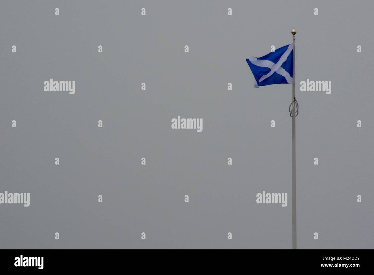 Saint Andrews Saltire, Scottish Flag, Proudly Flying against a Grey Sky ...