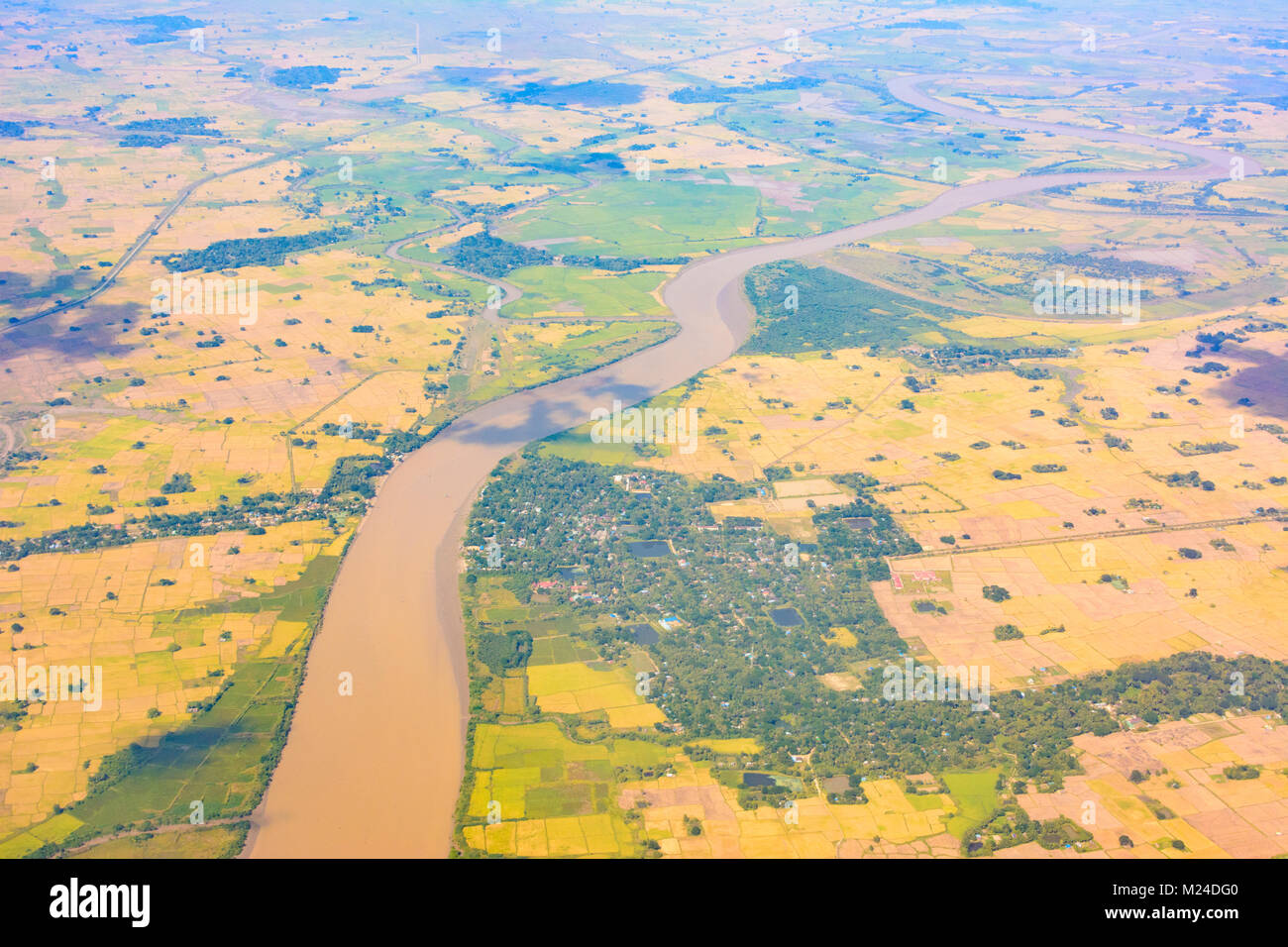 : rural landscape, river, , Yangon Region, Myanmar (Burma Stock Photo ...