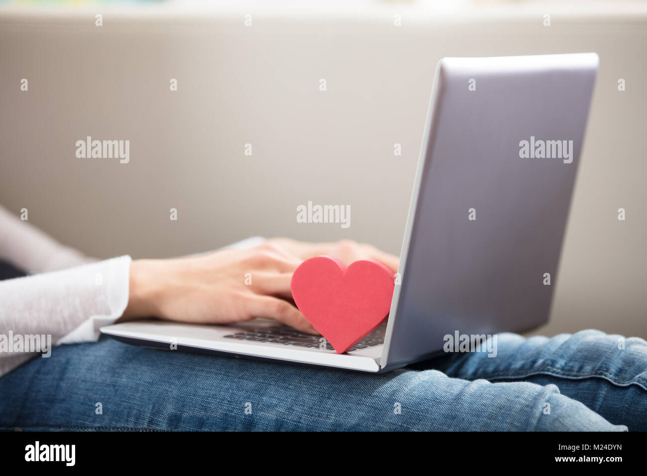 Red heart on pc hi-res stock photography and images - Alamy