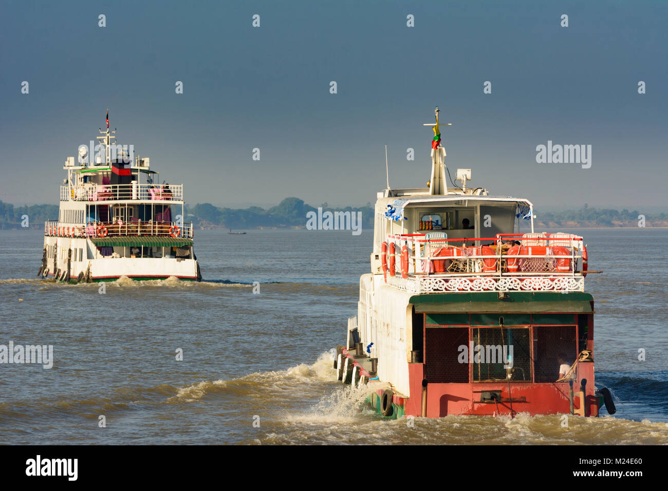 : Irrawaddy (Ayeyarwady) River, passenger ship ships, , Mandalay Region ...