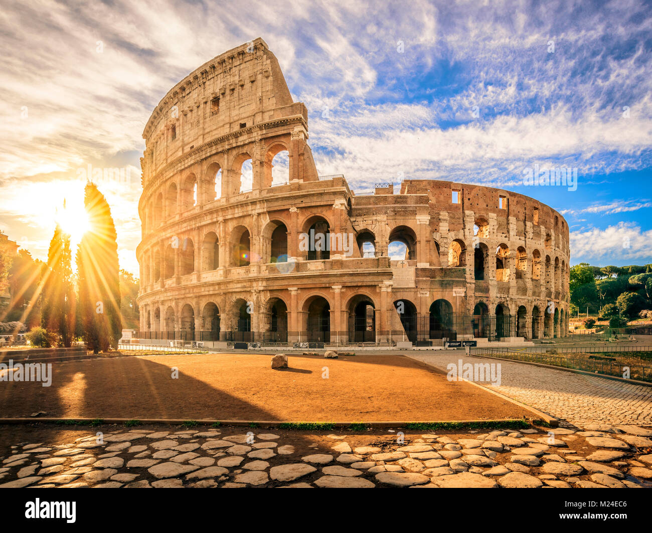 Colosseum at sunrise, Rome. Rome architecture and landmark. Rome ...