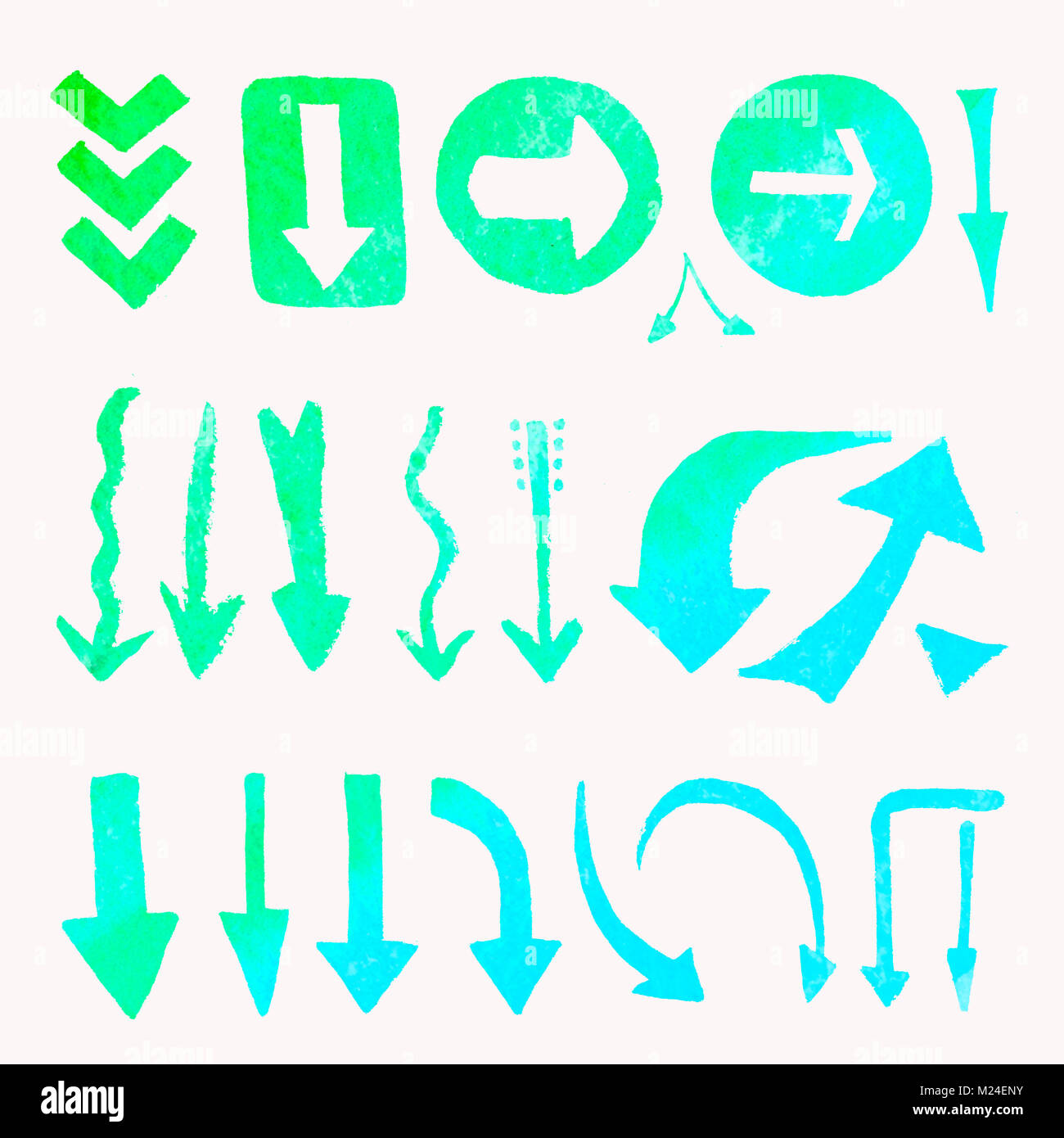 Illustration of direction symbols. Collection of arrows in the dark ...