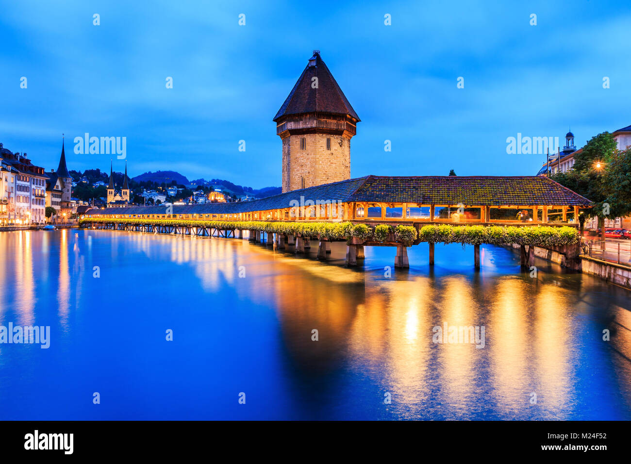 Chapel bridge with pilatus hi-res stock photography and images - Alamy
