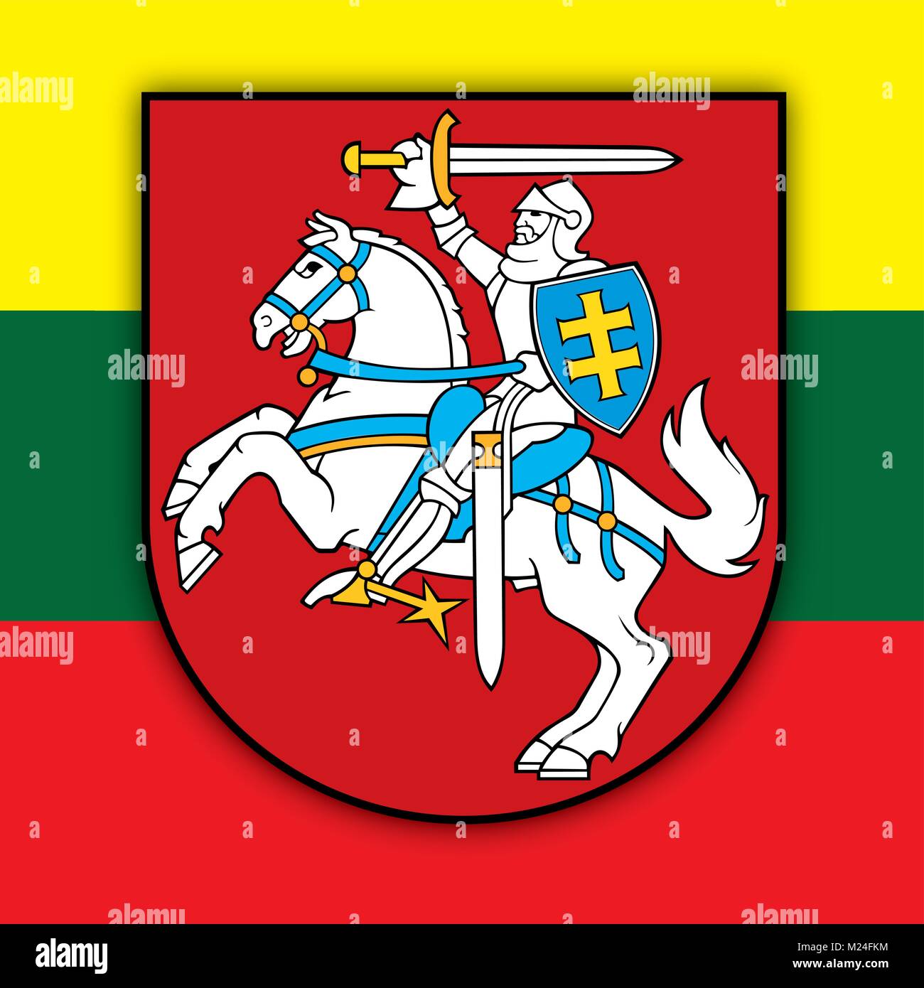 Lithuania coat of arms and flag, official symbols of the nation Stock ...