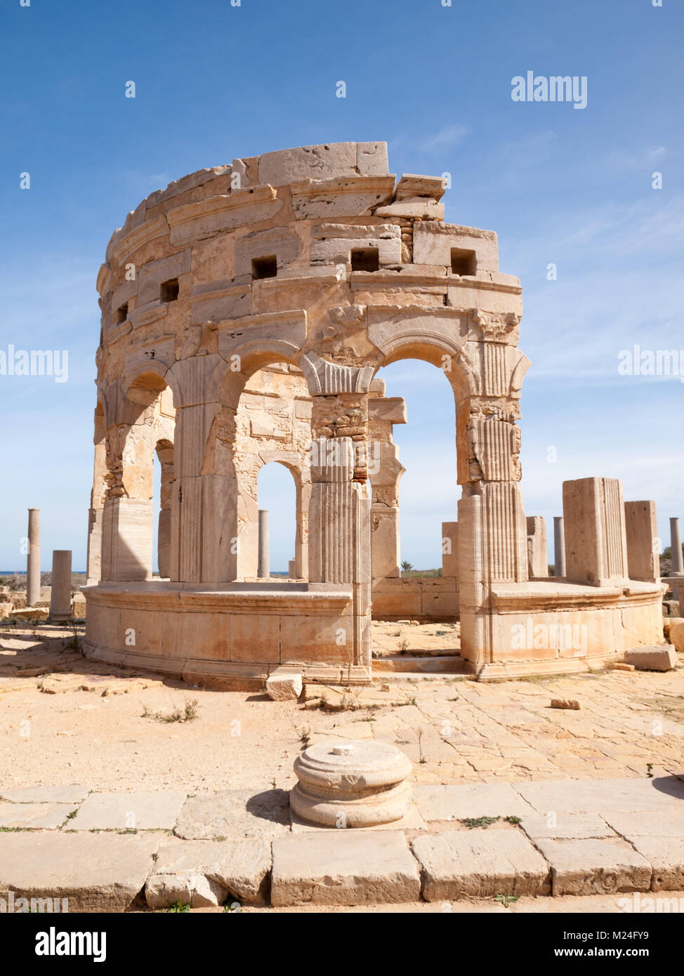 Leptis Magna market building ruins Stock Photo - Alamy