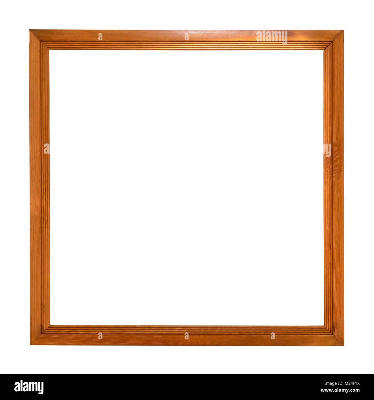Square wooden picture frame isolated on white background with clipping ...